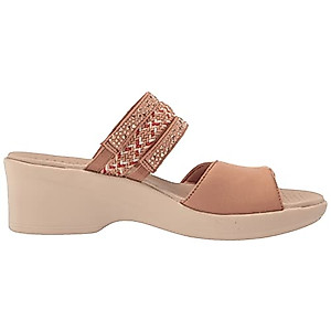 BZees Womens Fireworks Wedge Sandal Cafe Tan Woven 8 M