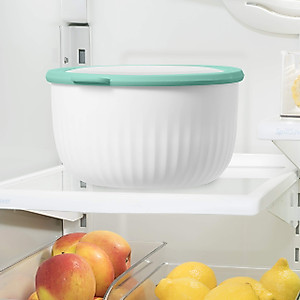 Oggi Prep, Store & Serve Plastic Bowl w/See-Thru Lid- Dishwasher, Microwave & Freezer Safe, (4 qt) Lt Gray w/Dk Gray Lid