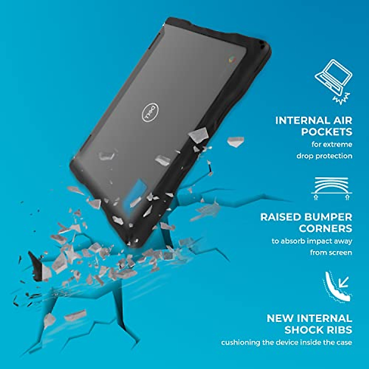 Gumdrop DropTech Laptop Case Fits Dell Chromebook 3120 | 3110 | 3100 (2-in-1) for K-12 Students Teachers and Classrooms – Drop Tested Rugged Shockproof Bumpers for Reliable Device Protection – Black