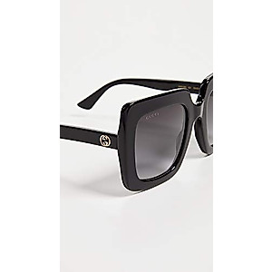 Gucci Women's GG Square Oversized Sunglasses, Black/Gradient Grey, One Size