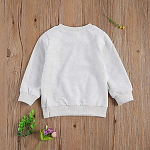 BeQeuewll Toddler Boy Girl Valentines Day Outfit Love You More Letter Crewneck Sweatshirt Little Kids Long Sleeve Sweater Tops (Grey, 6-12 Months)