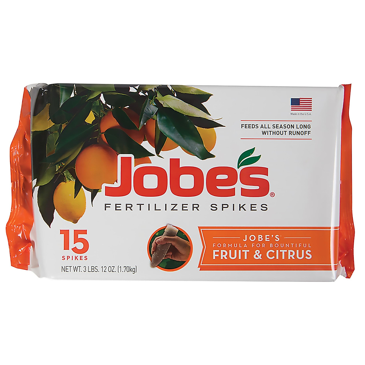 Jobe's, 01612, Fertilizer Spikes, Fruit and Citrus, Includes 15 Spikes, 12 Ounces, Brown