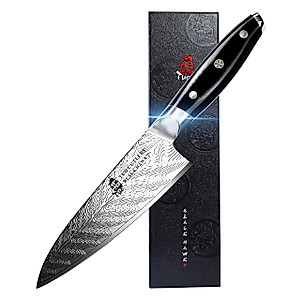 TUO Chef Knife - 7 inch Professional Kitchen Knife - Japanese Gyuto Knife - G10 Full Tang Handle - BLACK HAWK S Series with Gift Box