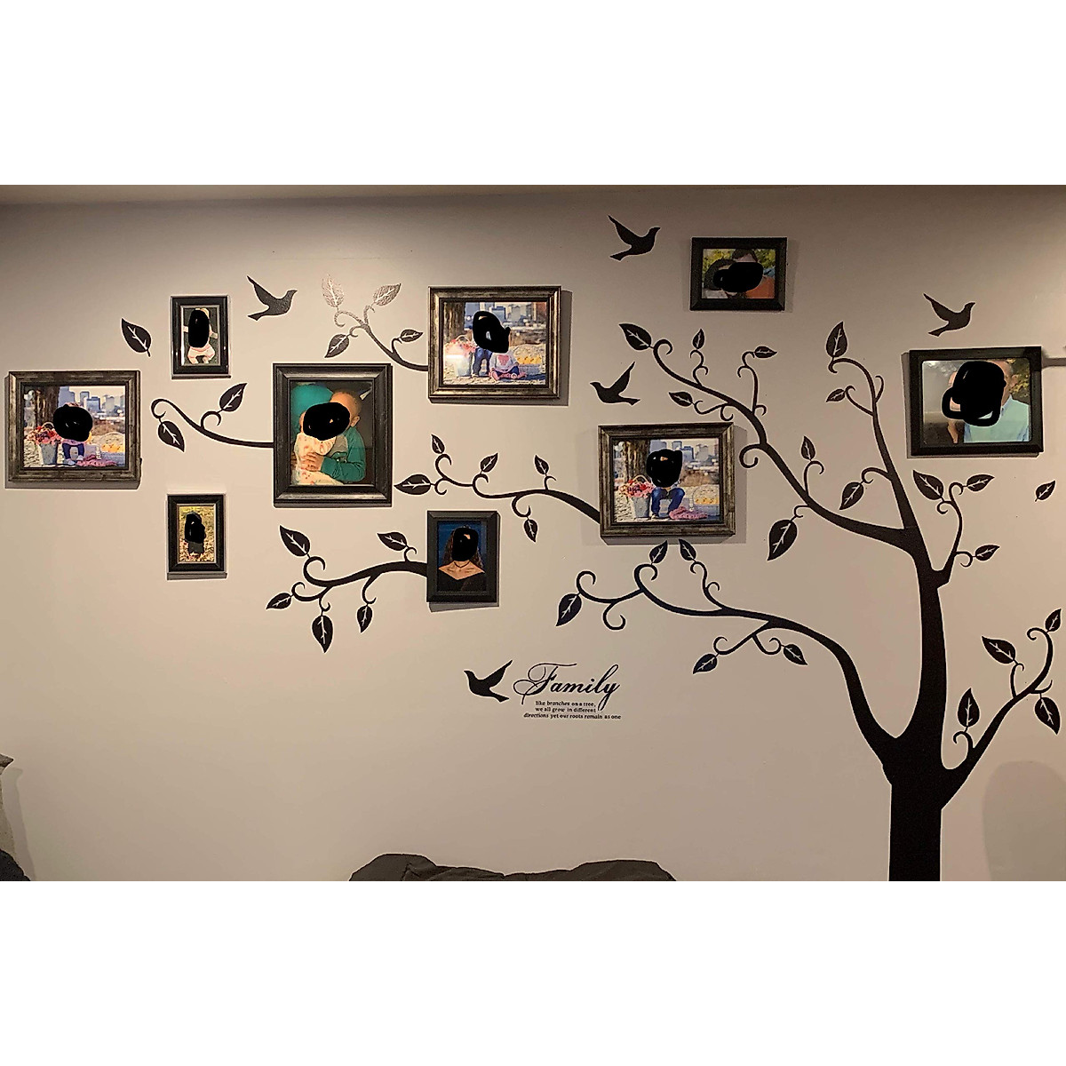 Large Family Tree Wall Decal, DIY Black Photo Frame Tree Wall Decor Sticker Mural Decal Art Décor for Living Room Home Decor (Black Tree)