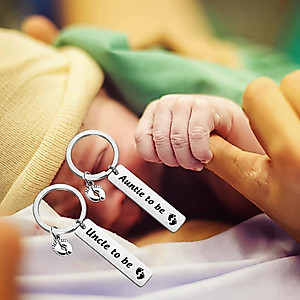 ENSIANTH Pregnancy Announcement Gift New Auntie/Uncle Gift Auntie to Be Uncle to Be First Time Aunt Uncle Gifts with Baby Footprint Charm (Auntie/Uncle to Be)