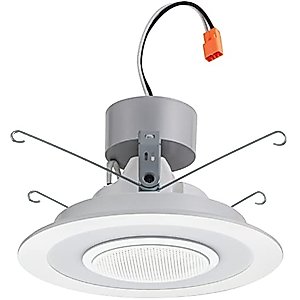 Lithonia Lighting 6SL RD 07LM 3000K 90CRI MW 6-Inch Dimmable LED Module with Integrated Wireless Bluetooth Speaker, 720 Lumens, 120 Volts, 13 Watts, Wet Listed, Matte White