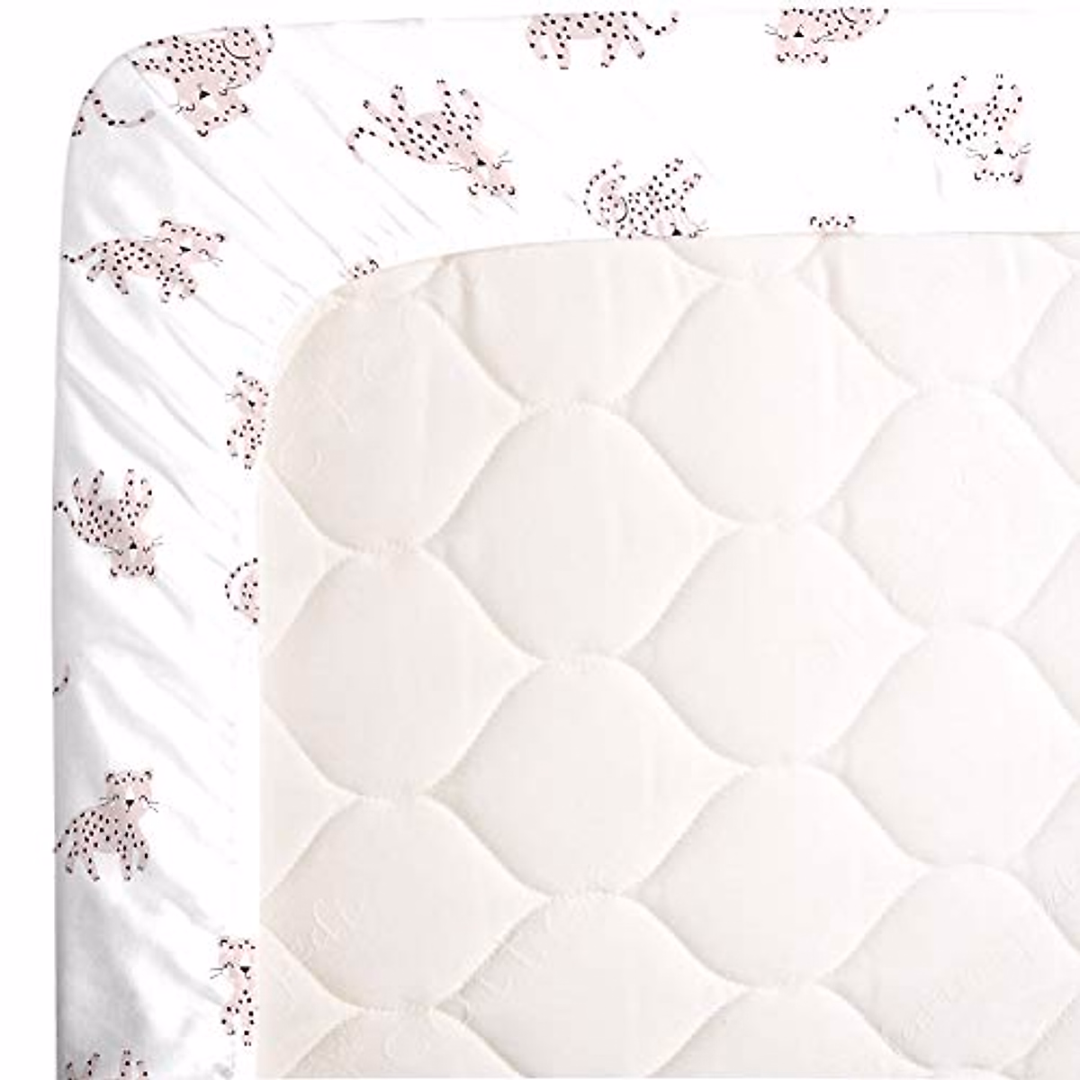 NoJo Cheetah Pink and White Super Soft Mini Crib Sheet