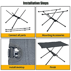 Sutekus Portable Camping Table Lightweight Folding Table with Hard Top for Camping Hiking Backpacking Picnic Partio (Black)