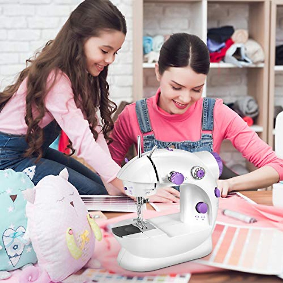 Portable Sewing Machine with Extension Table and Light,Mini Sewing Machine with Upgraded,Two Threads Double Speed Double Switches,Electric Sewing Machine Easy to Use for Kids,Beginners and DIY