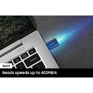 Samsung Type-C™ USB Flash Drive, 256GB, Transfers 4GB Files in 11 Secs w/Up to 400MB/s 3.13 Read Speeds, Compatible w/USB 3.0/2.0, Waterproof, 2022, Blue, MUF-256DA/AM