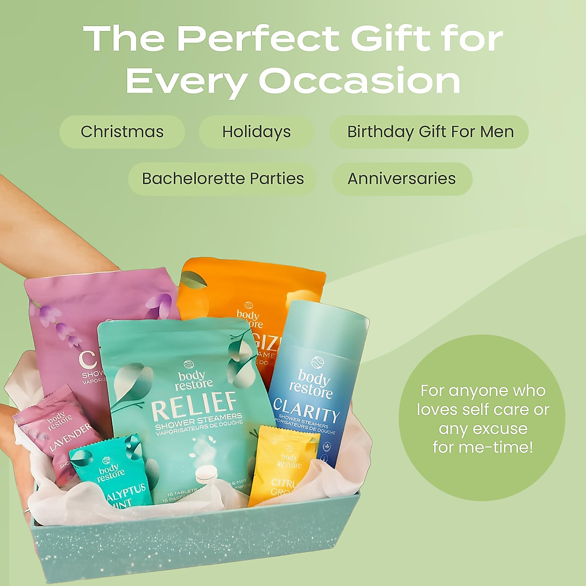 BodyRestore Shower Steamers Aromatherapy 15 Packs - Gifts for Mom, Gifts for Women and Men, Shower Bath Bombs, Tea Tree Essential Oil, Stress Relief and Relaxation