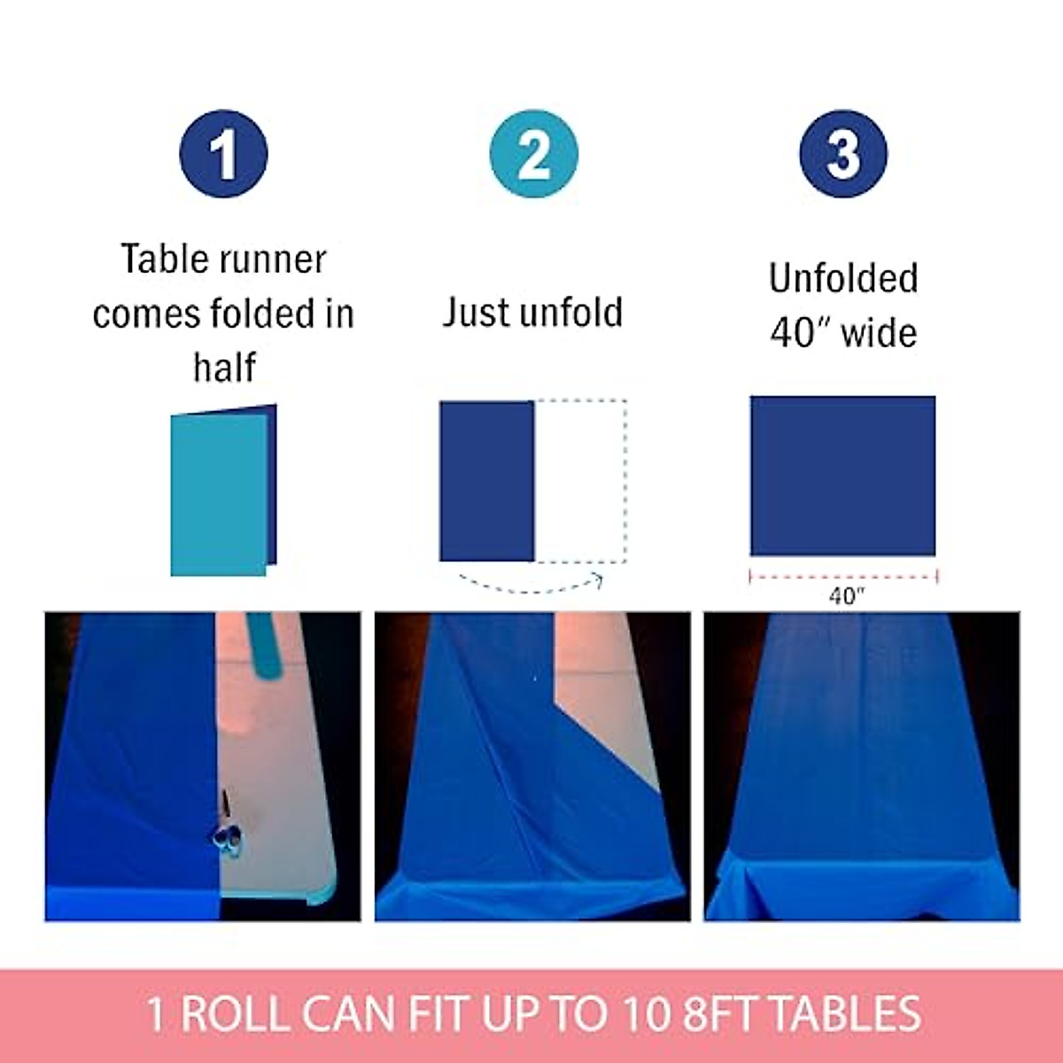 Craft And Party, White Plastic Table Cover Roll - 40in X 100 feet Heavy Duty Plastic banquet Table Cover Roll. (White)