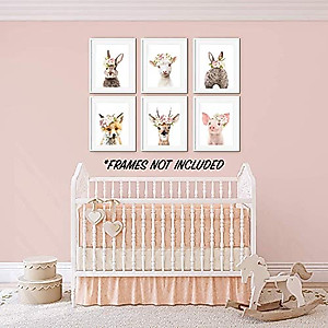 EPHANY Baby Animal Posters and Prints Rabbite Piglet Deer Fox Canvas Painting Nursery Pig Wall Art, Piglet Print Wall Art Nordic Picture Kids Room Decoration YMX013 (12"X16"(30x40cm))