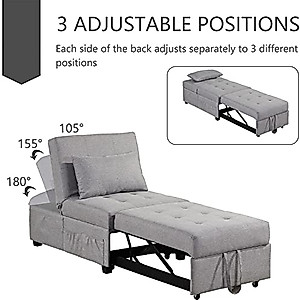 BINGTOO Sleeper Sofa Chair Bed 4 in 1 Convertible Chair Multi-Function Folding Ottoman Sleeper, Pull Out Sleeper Chair Bed- Modern Convertible Chair Bed Pull Out Sleeper Couch Bed for Living Room