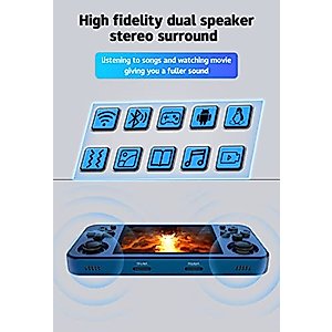 ANBERNIC RG353M Handheld Game Console , Aluminum Alloy CNC Process Dual OS Android 11 + Linux System Support 5G WiFi 4.2 Bluetooth Built-in 64G SD Card 4452 Games (Deep Blue)