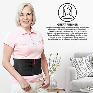 ORTONYX 6.25" Abdominal Binder for Men and Women/Postpartum Post-operative Post-surgery Wrap/Abdomen Navel Umbilical Hernia Support Belt / 524006 Black L/XXL