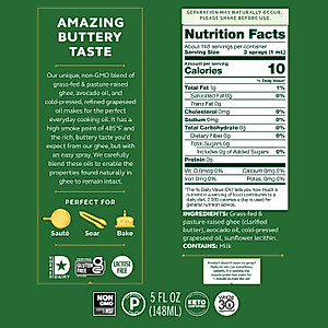 4th & Heart Original Ghee Oil Non-Stick Cooking Spray, Made with Grass-Fed, Pasture-Raised Ghee, Keto, Lactose-Free, Certified Paleo Baking Spray (5oz)