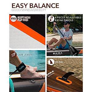 DAMA Inflatable Stand Up Paddle Board 11‘6“*34”*6 Wide Sup W/Accessories | Pump, Lightweight 4 pcs Kayak Paddle Floating, Fishing Board，Surfing Board