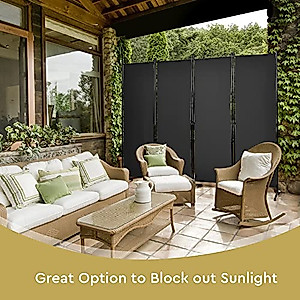 Giantex 5.6 Ft Tall 4 Panel Room Divider Black, Lightweight Portable Folding Privacy Screen, Freestanding Partition Wall Divider and Separator for Bedroom Home Office Apartment Studio