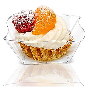Lawei 100 pack 5 oz Mini Dessert Cups with Spoons - Mini Dessert Plates Disposable Bowls for Chocolate Desserts, Appetizers, Dessert Samplers, Dessert Shot Glasses & More