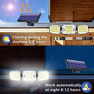 Solar Light for Outside,Solar Security PIR Motion Lights Outdoor Bright Flood Wall 270°Spotlights 2400mAh & Wireless Dual Sensor, Waterproof Lighting for Garden Yard Patio(2Pack Integrated)