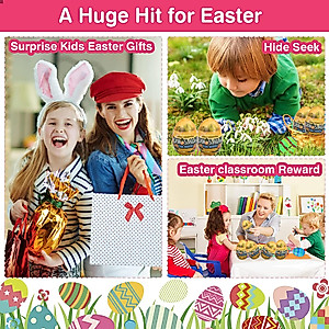 Kijamilee 4PCS Jumbo Easter Eggs with Dinosaur Pull Back Cars, Easter Eggs with Toys Inside, Large Plastic Filled Easter Eggs for Kids Easter Egg Hunt, Easter Basket Stuffers for Toddler Boys Girls