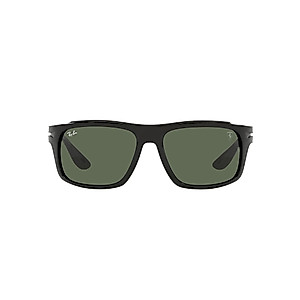 Ray-Ban RB4364M Scuderia Ferrari Collection Aviator Sunglasses, Black/Dark Green, 61 mm