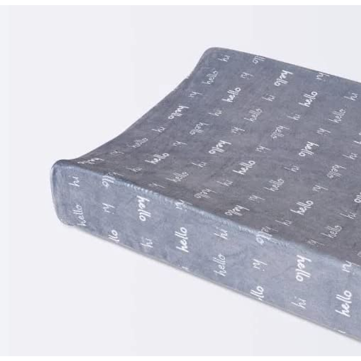 Cloud Island Plush Changing Pad Cover - Gray Hello Print