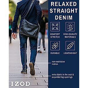 IZOD Men's Relaxed Fit Jeans - Comfortable Stretch Casual Pull On Denim Jeans for Men - Expanded Leg Men's Fashion Pants, Size 36W x 30L, Dark Harlow