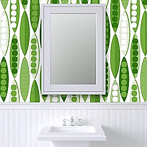 Spoonflower Peel & Stick Wallpaper 9ft x 2ft - Pod Mod Modern Green Mid Century Vegetable Custom Removable Wallpaper