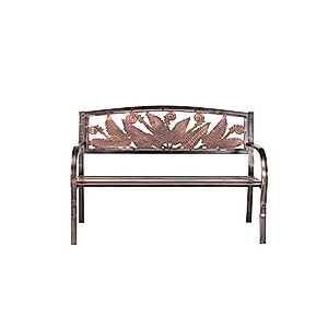 Plow and Hearth Fern Fronds Metal Garden Bench