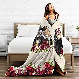 Cute Cow Blanket Super Soft Cozy Cow Plush Throw Blanket Warm Fleece Rustic Farm Cow Flower Blanket for Adults Couch Sofa Gifts 40"X50"