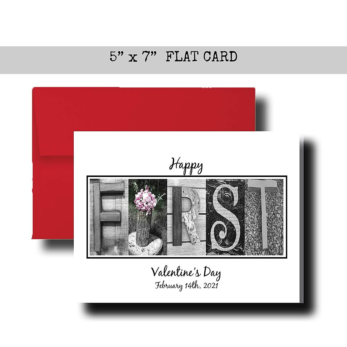 First Valentines Day Card, FLAT CARD, Personalized, Couples Gift, Husband Wife Girlfriend Boyfrind