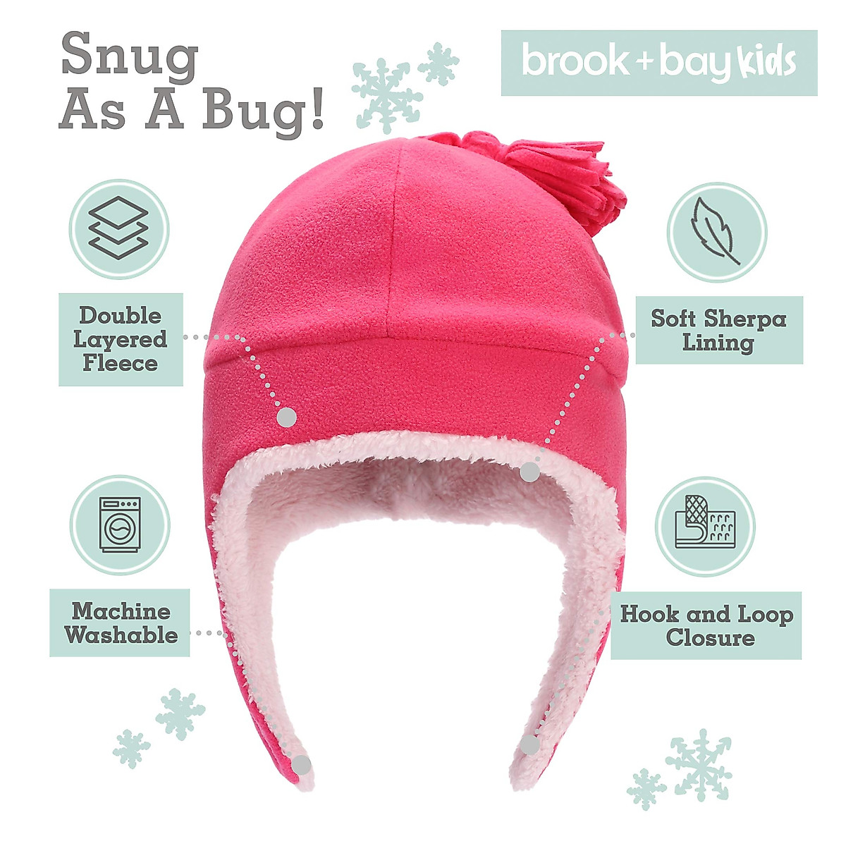 Brook + Bay Toddler Hat & Glove Set - Toddler Mittens & Winter Hat - Baby Fleece Hat for Infant Kids Set 6-18 months - Pink