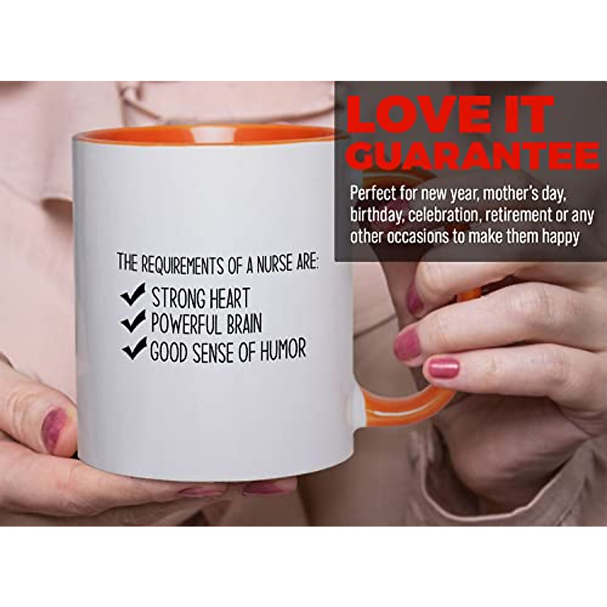 Bubble Hugs Nurse 2Tone Orange Mug 11oz - The Requirements - Labor Clinical Certified Nursing Assistant Surgical Emergency Oncology Practitioner