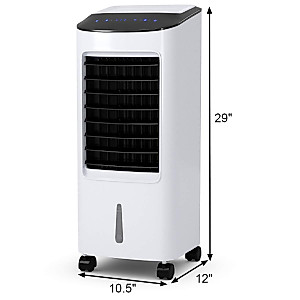 COSTWAY Evaporative Cooler, Portable Air Cooler with LED Display, Remote Control, 7.5-Hour Timing Function, for Home & Office, Cooling & Humidification Function (29-Inch)