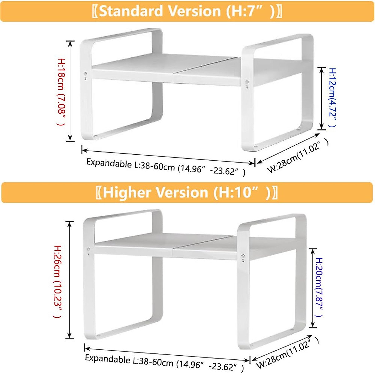 Yagizaai Bayou Expandable Shoe Rack, Adjustable Closet Shoe Storage Organizer, Heavy Duty Carbonsteel Shoe Shelf, Stackable Free Standing Shoe Rack for Small Space (7", 2Pack)