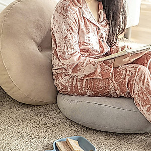 vctops Round Solid Floor Pillow Soft Thick Seat Cushion Cozy Seat Pad Pads for Bedroom Living Room Office Chair Sofa (Light Grey, Diameter 17")