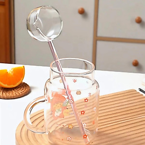 Glass Soup Ladle, Pink, Glass Ladle, Glass Spoon, Soup Ladles for Serving, Ladel, Heat Resistant, Easy Cleaning, Borosilicate Glass Material
