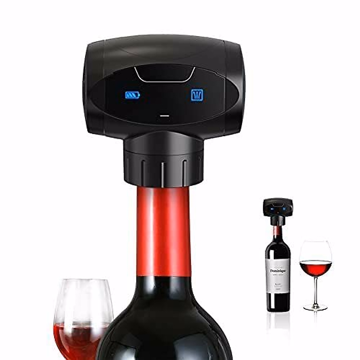 KAVYDENS Electric Wine Stoppers, Best Gift for Wine Lover, Automatic Wine Vacuum Pump with Stoppers Silicone, Reusable Wine Bottle Stoppers Cork Saver Plug & Sealer