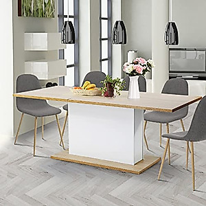 Geniqua Extensible Dining Table 4-8P Seat Wooden Top Kitchen Island Meal Desk Home Office Restaurant Furniture