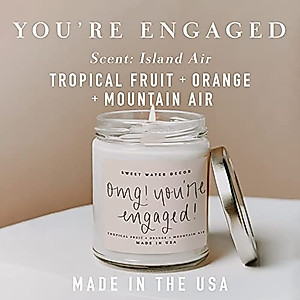 Sweet Water Decor, OMG, You're Engaged! | Tropical Fruits, Sugared Citrus, Mountain Green Scented Soy Wax Candle for Home | Engagement Gift | 9oz Clear Jar, 40 Hour Burn Time, Made in the USA