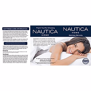 Nautica Home, 6" Relieve Innerspring Hybrid Mattress, Quilted Memory Foam Cover, High Density Comfort Latex Foam Layer with Bonnell Support Coil Springs Base, Size Full, White