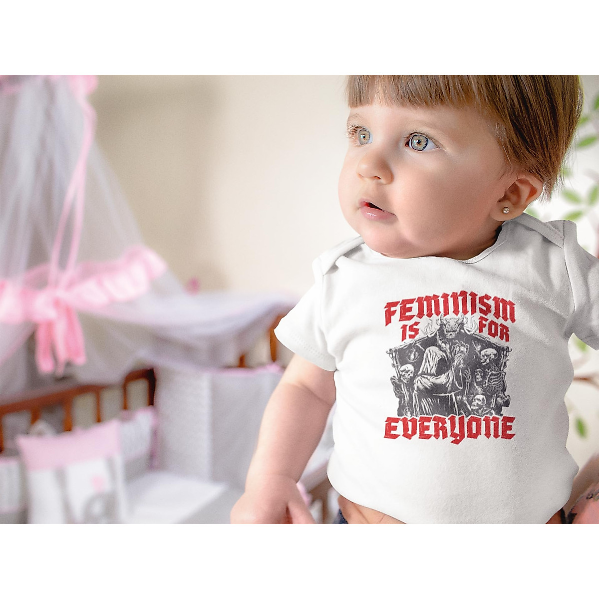 Pop Threads Feminism is for Everyone Metal Punk Emo Goth Infant Baby Boy Girl Bodysuit Black 6M