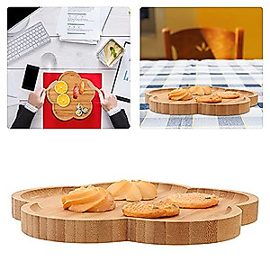Hemoton Wood Serving Tray Flower Shaped Dessert Plate Food Tray Dinner Plate Serving Platter Appetizer Plates for Steak Fish Seafood Cooking Baking Yellow