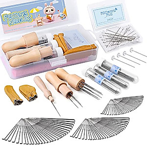 Mayboos 132 Pcs Needles Wool Felting Needles Supplies Felting Tools Needle Felting Tool with 3 Sizes Felting Needles for Beginner Professional