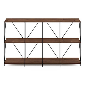 Furinno Besi 4 x 2 Multipurpose Shelf Display Rack with Metal Frame, Walnut Cove