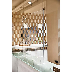 Safco Products Protective Acrylic Portable Sneeze Guard, Freestanding Cough & Sneeze Shield for Workers, Receptionists & Customers, 29.5"W x 23.5"H, Sturdy 0.236" Material Thickness