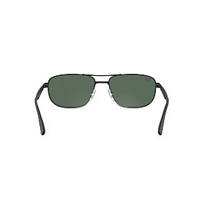 Ray-Ban Men's RB3528 Square Sunglasses, Matte Black/Dark Green, 61 mm