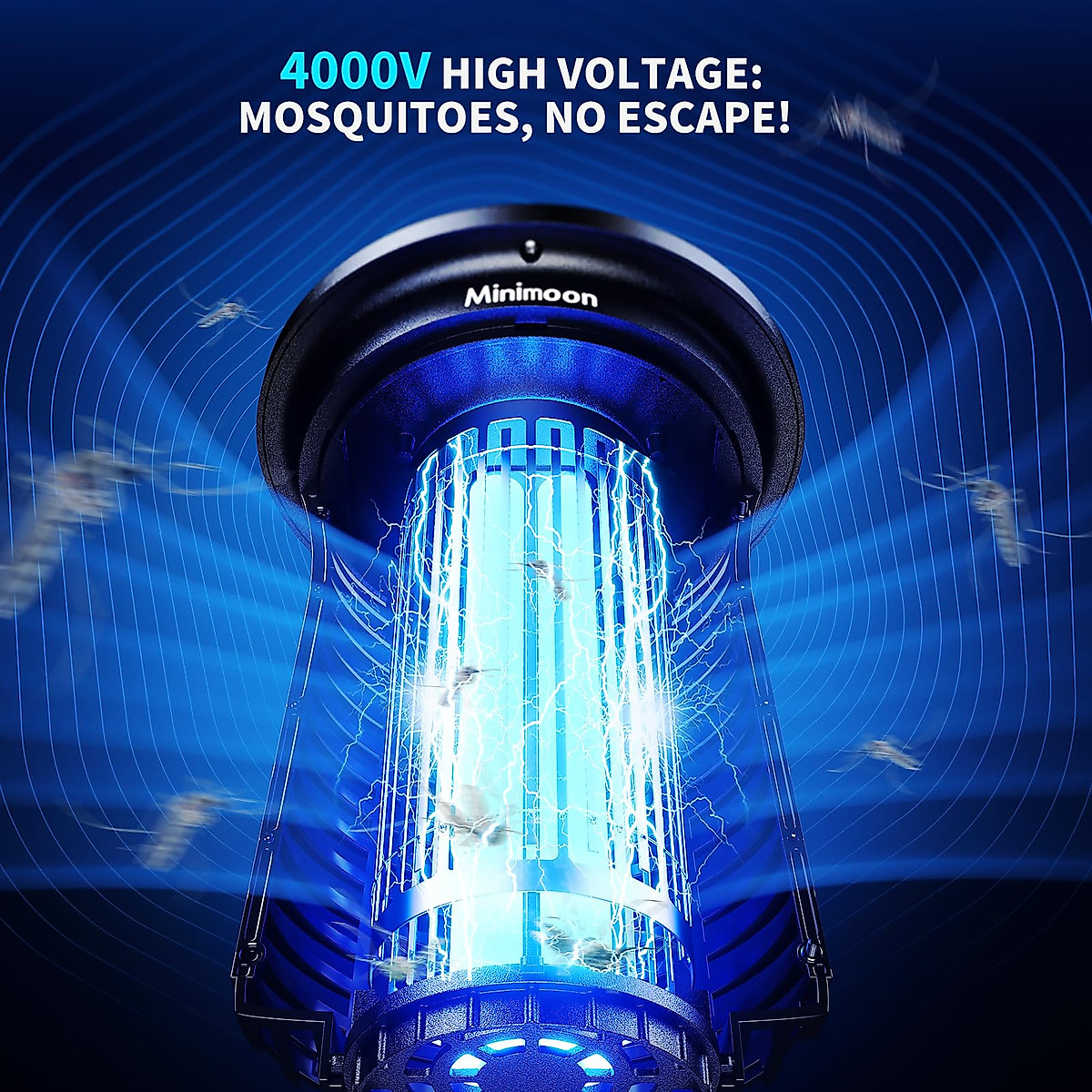 Minimoon Bug Zapper Outdoor 4000V Electric Mosquito Zapper Plug-in Fly Zapper with 18w Replaceable Bulb,5.9 FT Power Cord, Fly Traps Outdoor for Backyard Patio Balcony Garage